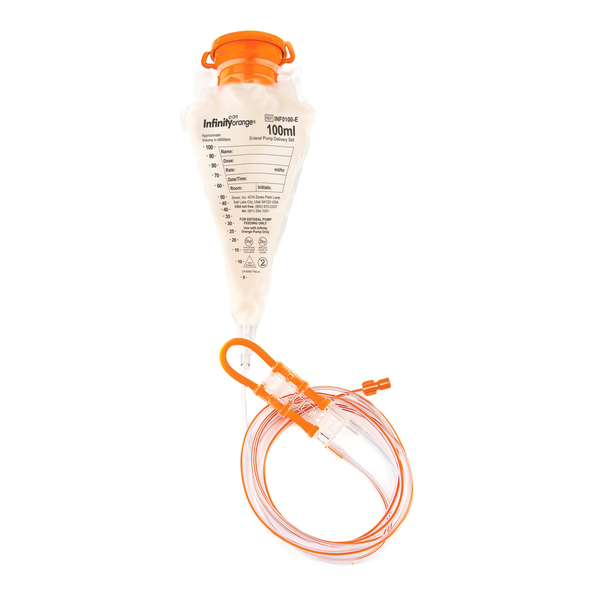Moog Infinity Orange Enteral Feeding Pump Bag Set with ENFit Connector ...