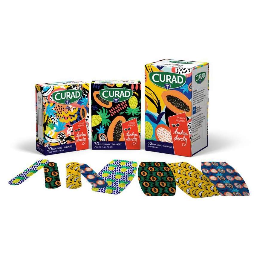 Medline Kendra Dandy Bandages,Dragonfruit and Bananas, 3/4 x 3 Inch ...