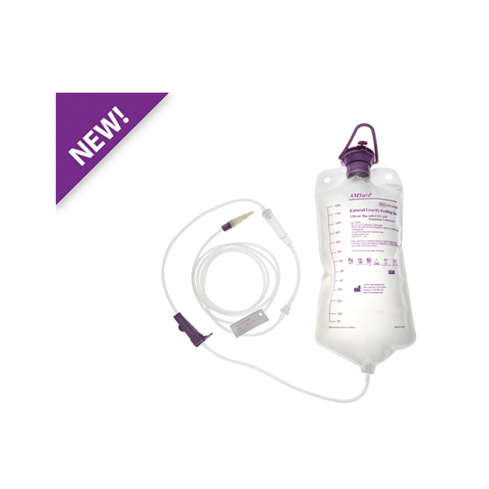 AMSure Enteral Feeding Gravity Bag Set with Enfit, Standard bore Tubing ...