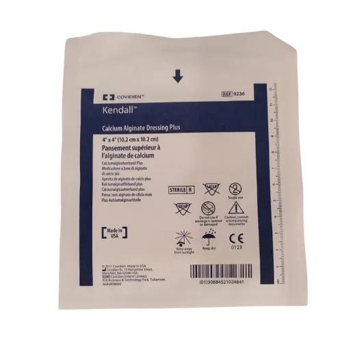 Kendall Curasorb Plus Calcium Alginate Dressing, Sterile, 4" x 4"