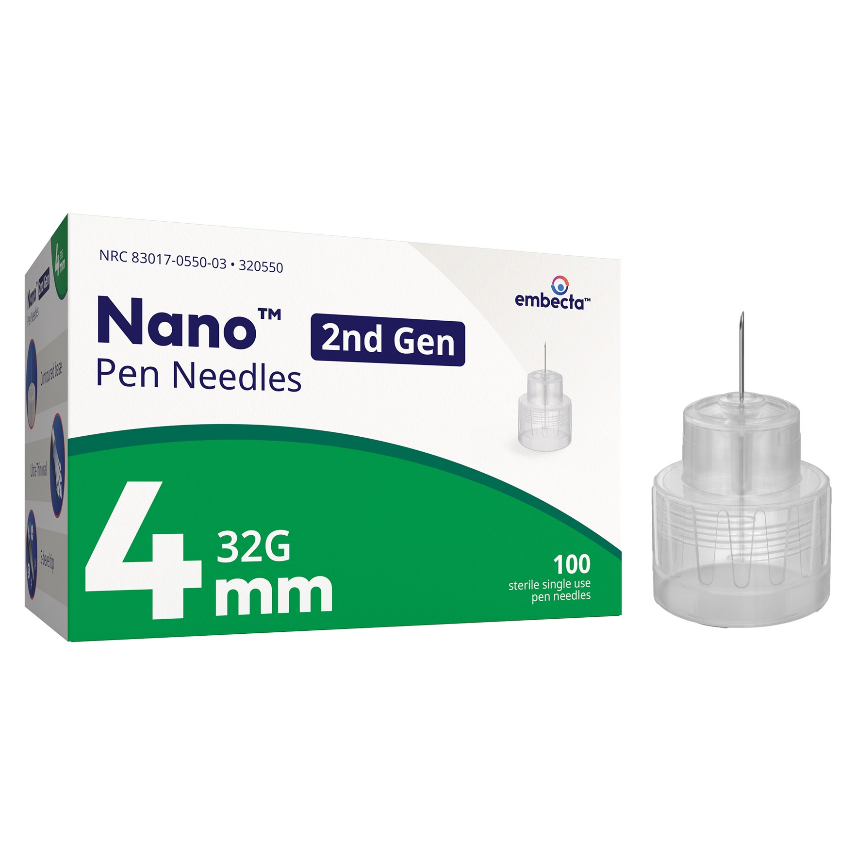 Embecta Nano 2nd Gen Pen Needle, 32G 4mm
