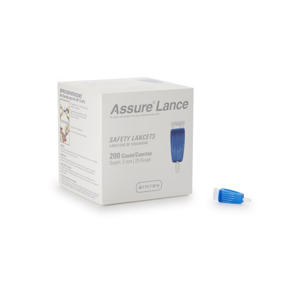 Assure Safety Lancet with Push Button Activation, Dark Blue, 25 Gauge ...