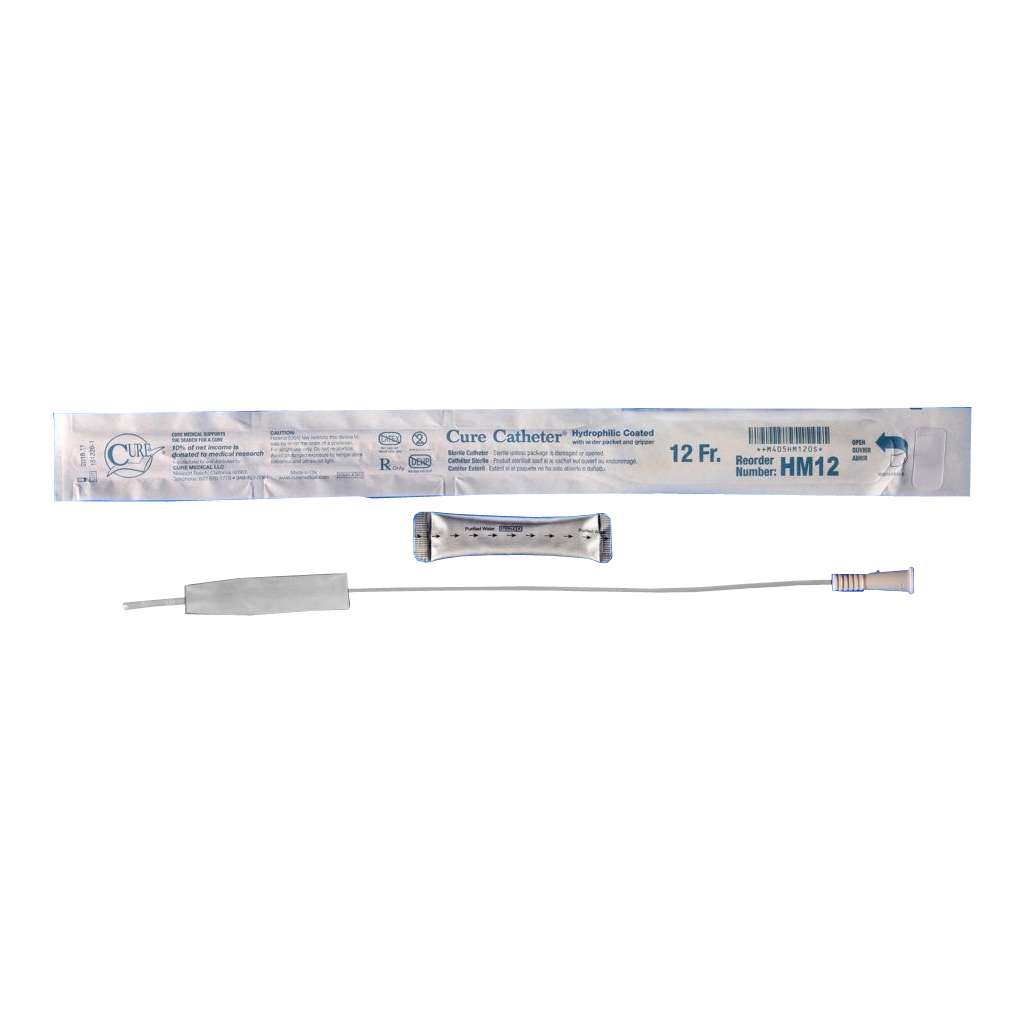 Cure Hydrophilic Catheter for men, 12 Fr - Case of 300