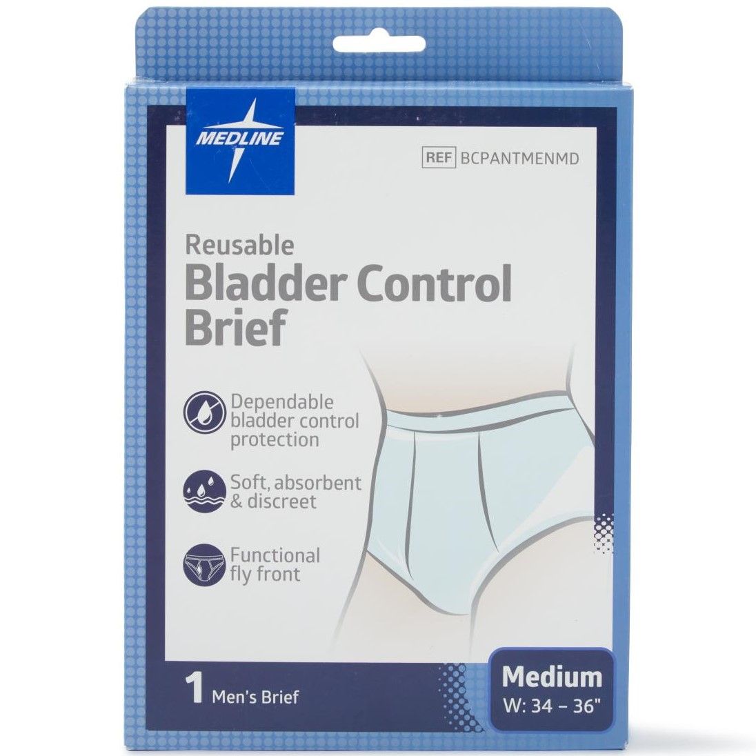 Medline Reusable Bladder Control Men's Brief, Medium