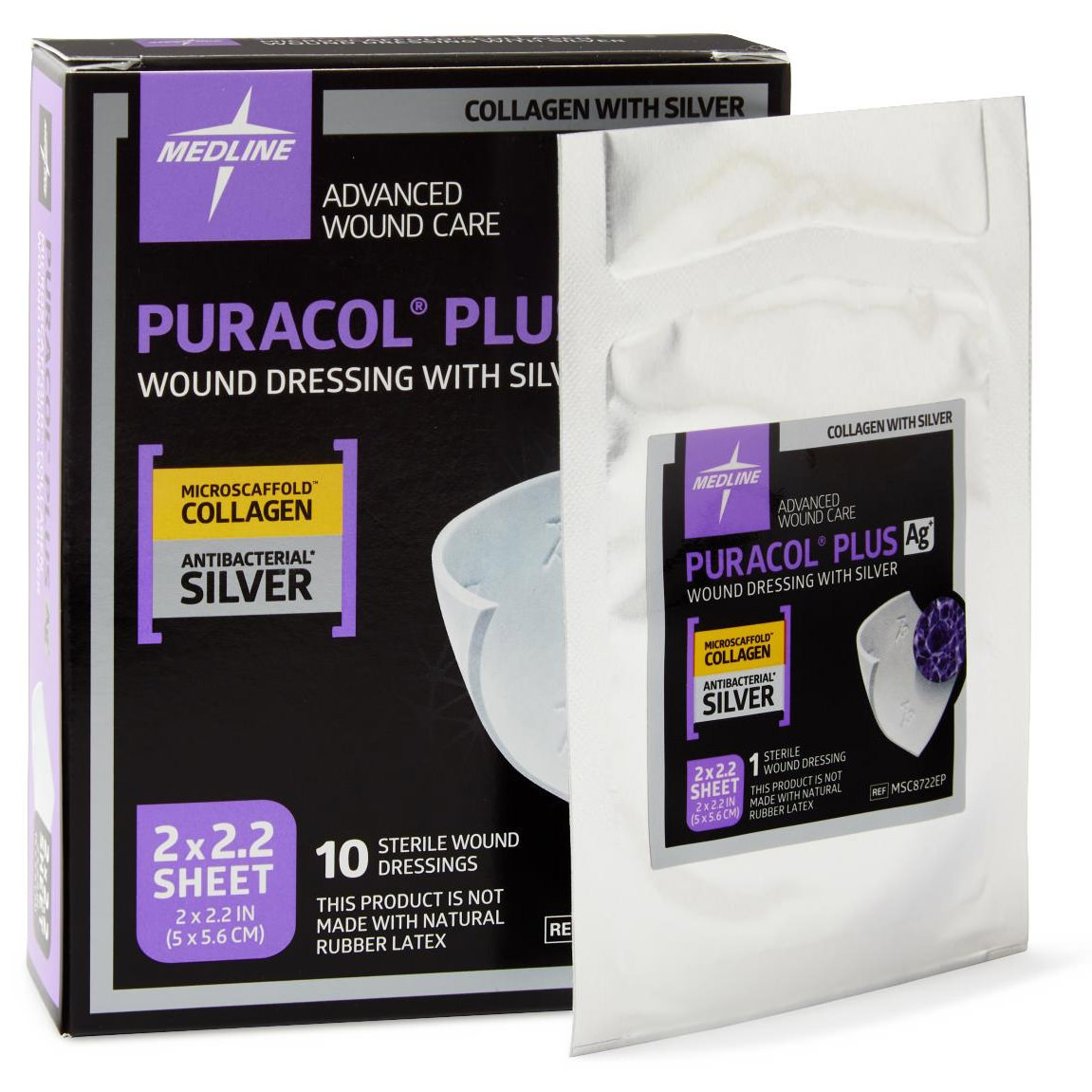 Puracol Plus AG+ Microscaffold Collagen Dressing, Case of 50