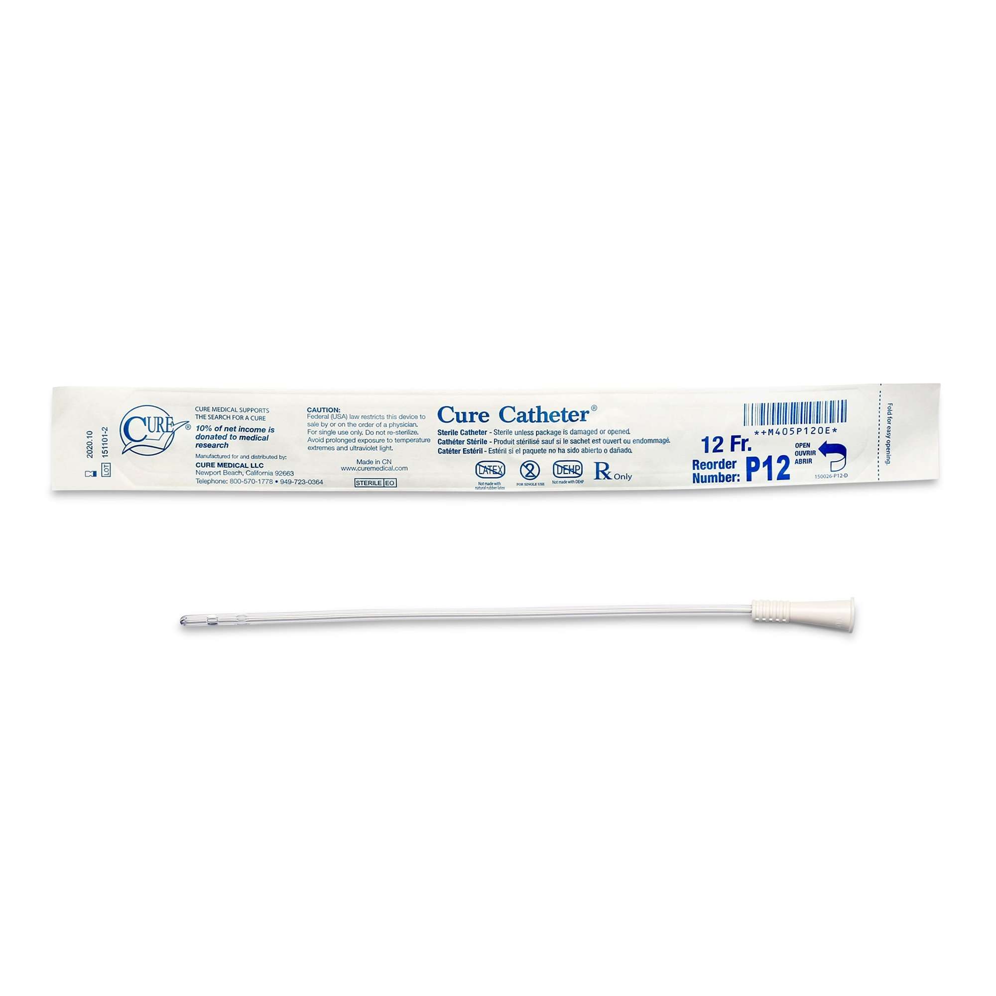 Cure Pediatric Intermittent Catheter, 12 Fr - Each