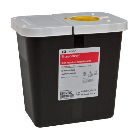 SharpSafety RCRA Waste Container with Gasketed Hinged Lid, 10H x 7.25D ...