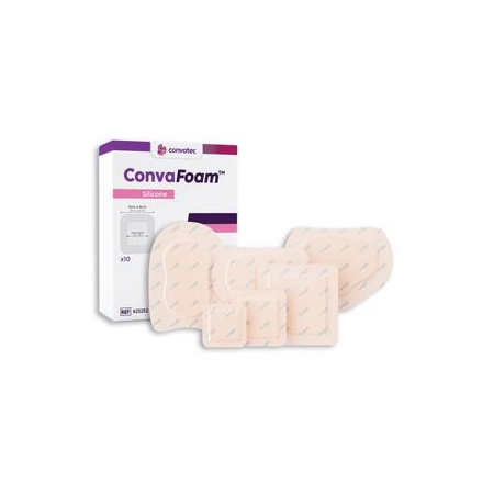 ConvaFoam Adhesive Silicone Hydrofiber Foam Dressing, 3" x 3" - Box of 10