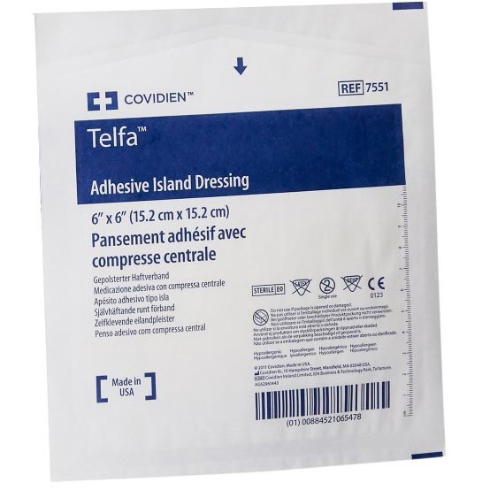 Telfa Adhesive Island Dressing, 6 x 6 Inch