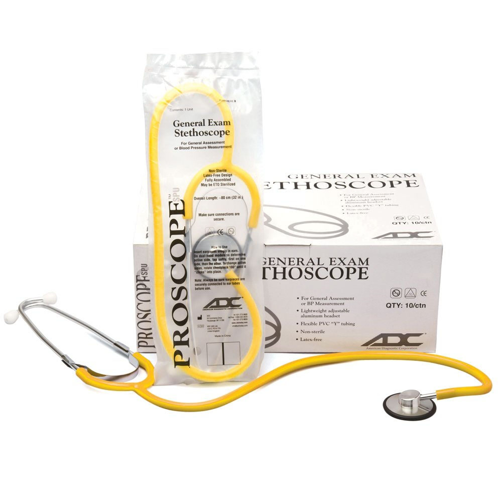 ADC Proscope 660 SPU Single Head Stethoscope, Yellow - Case of 50