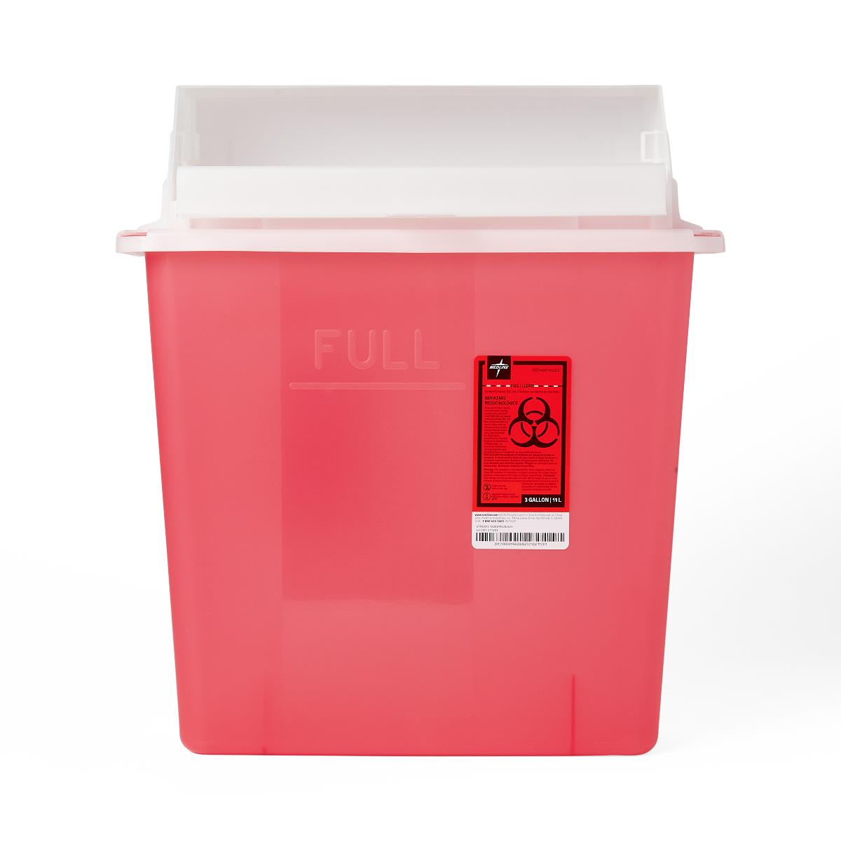 Medline Patient Room Sharps Container, Translucent Red, 3 gal. - Each