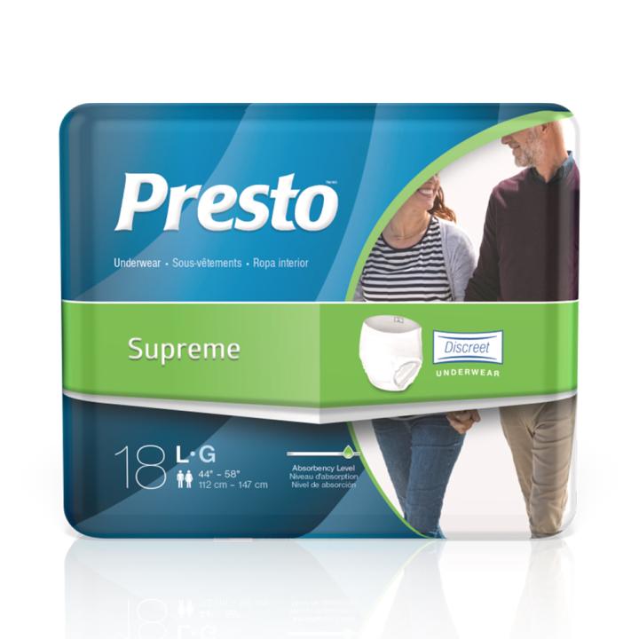 Presto Supreme Discreet Underwear, Extra Large - Package of 14