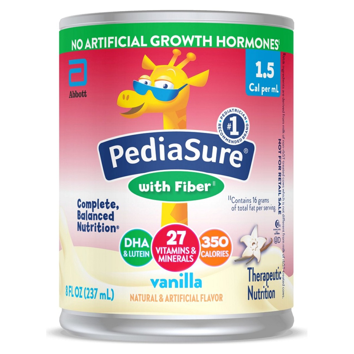 Pediasure 1.5 Cal Pediatric Oral Supplement with Fiber, Vanilla, 8 oz ...