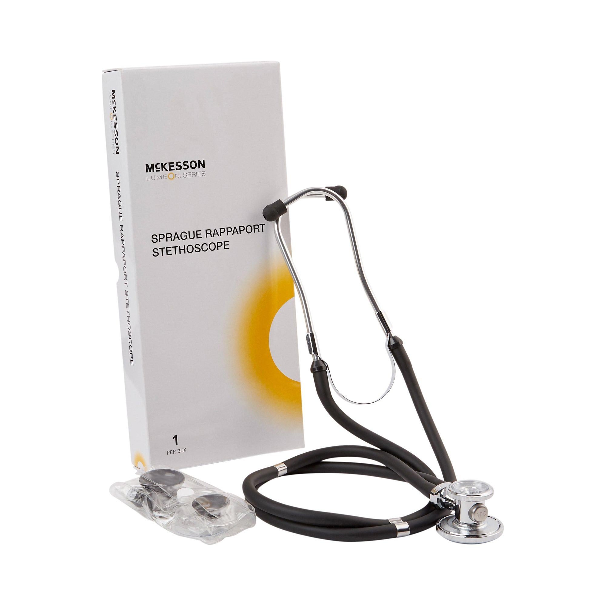 McKesson Lumeon Sprague Stethoscope, Black, 22 Inch Tube