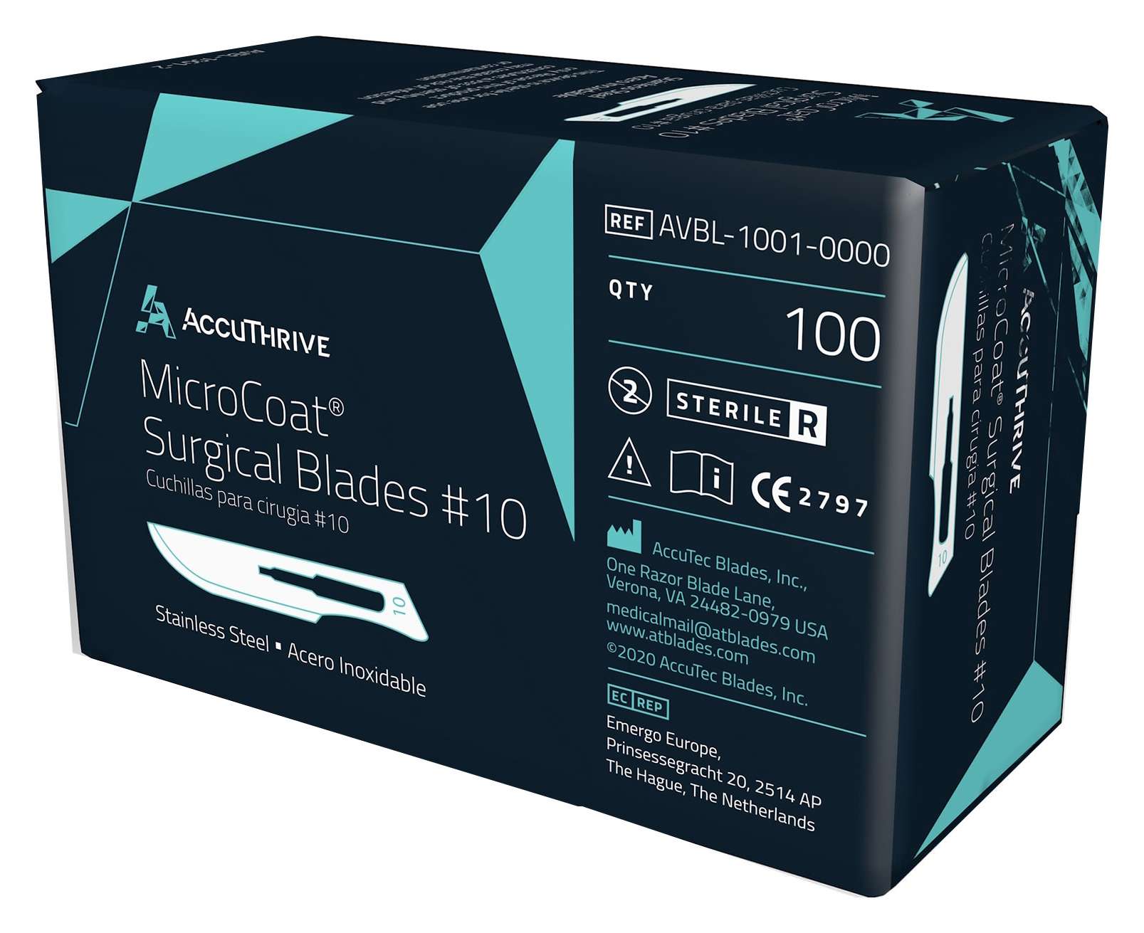AccuTec Accuthrive Double Edge Prep Blade, No. 10 - Case of 500