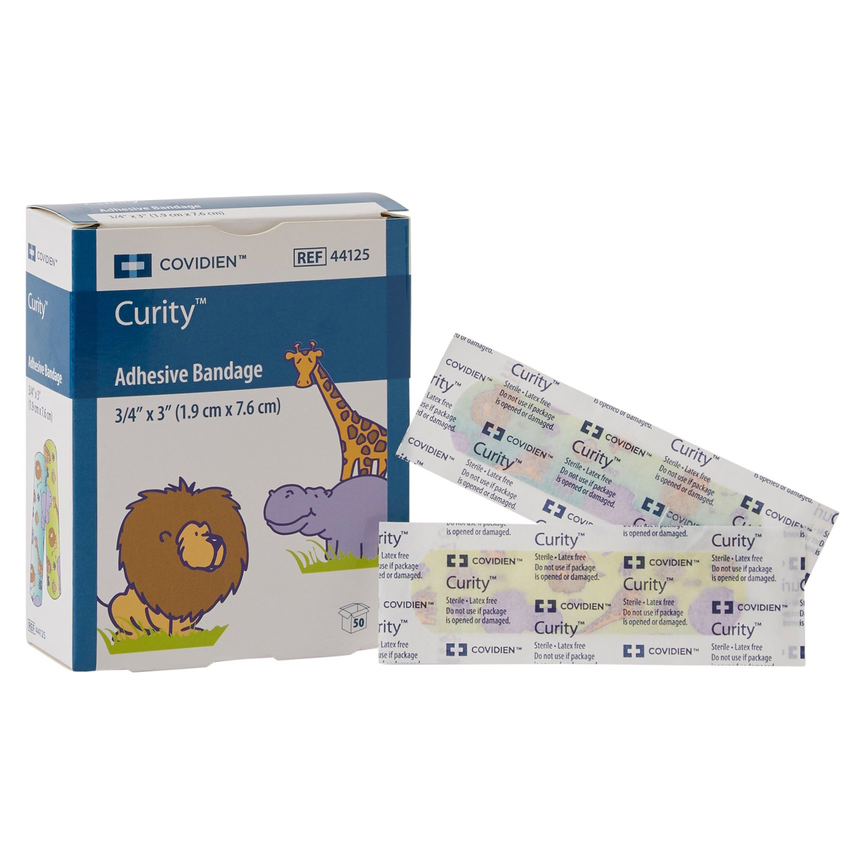 Curity Character Adhesive Strip Bandages, Zoo Animals, 3/4 x 3 Inch ...