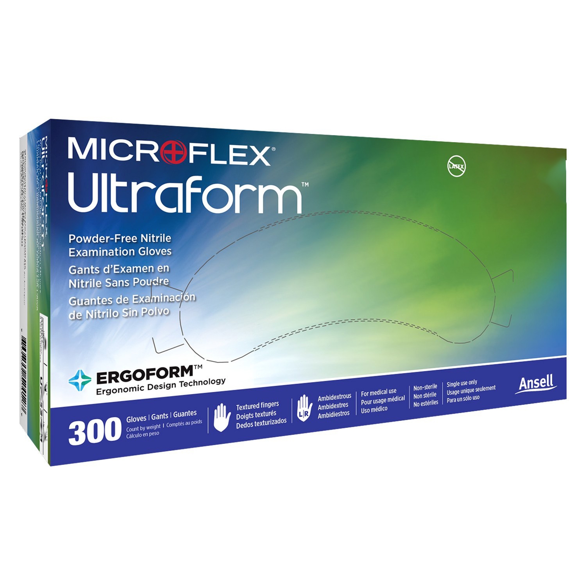 Microflex Ultraform Powder-Free Nitrile Exam Gloves, Small - Box of 300