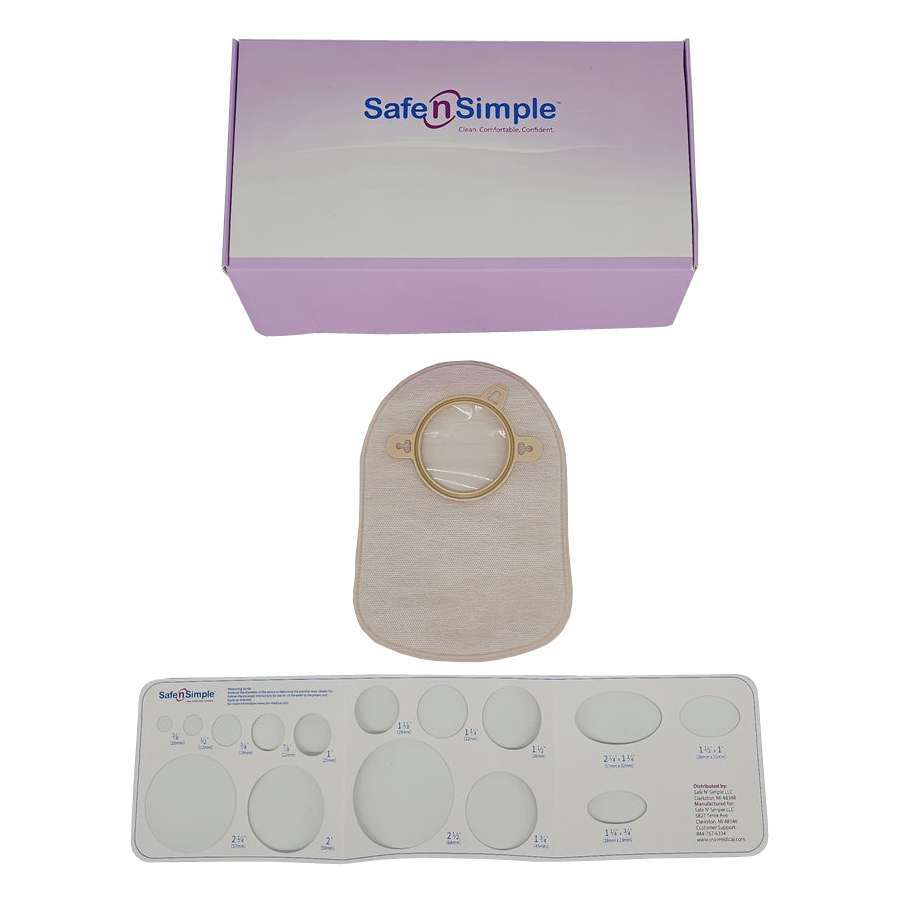 Safe N Simple Opaque Two-Piece System Ostomy Pouch Without Barrier, Closed End, 57mm Flange ...