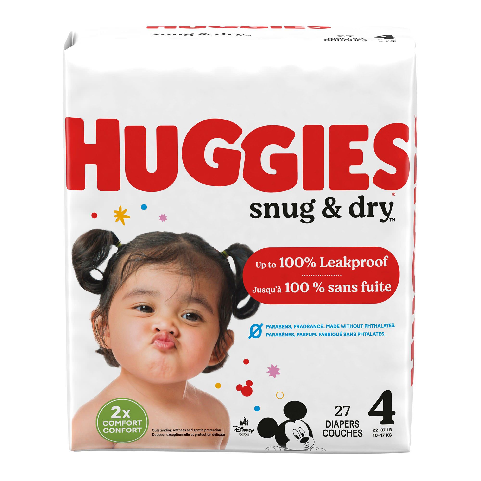 Huggies Snug and Dry Baby Diapers, Size 4 - Package of 27