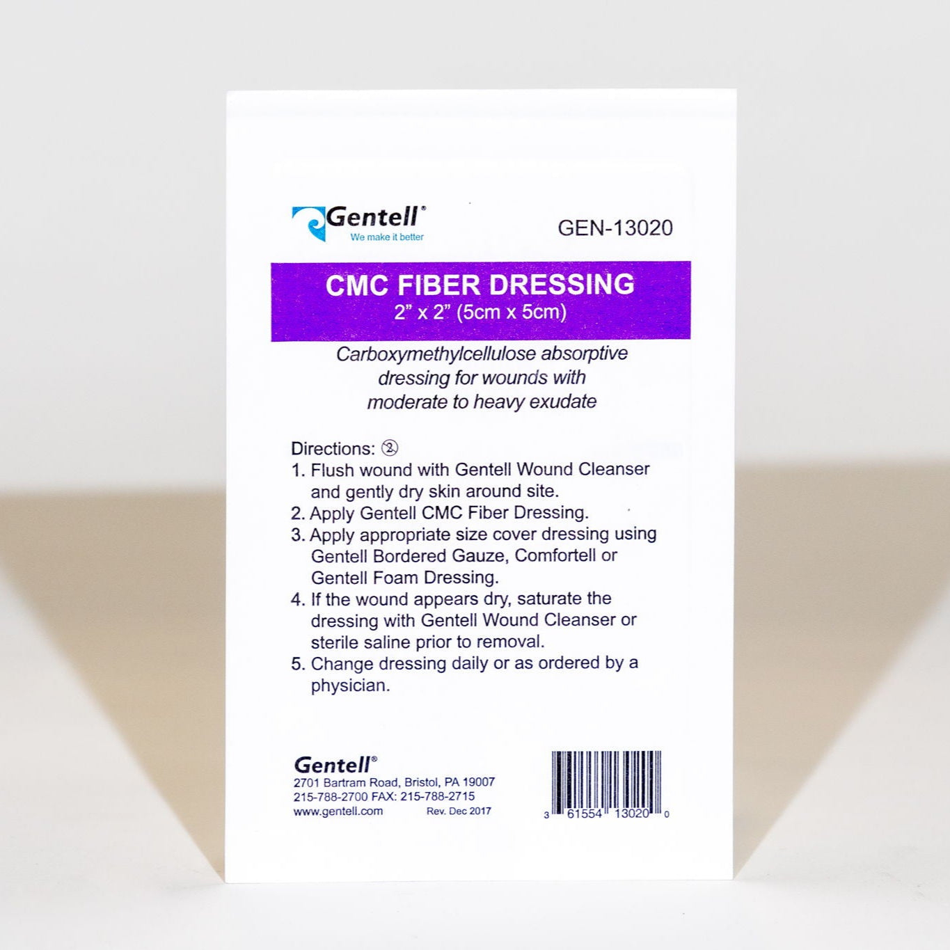 Gentell CMC Fiber Dressing 2 x 2 Inch, Box of 10