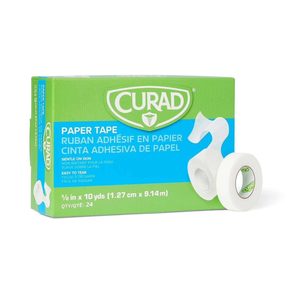 Medline Curad Paper Adhesive Tape, Without Dispenser, 1/2 Inch x 10 ...