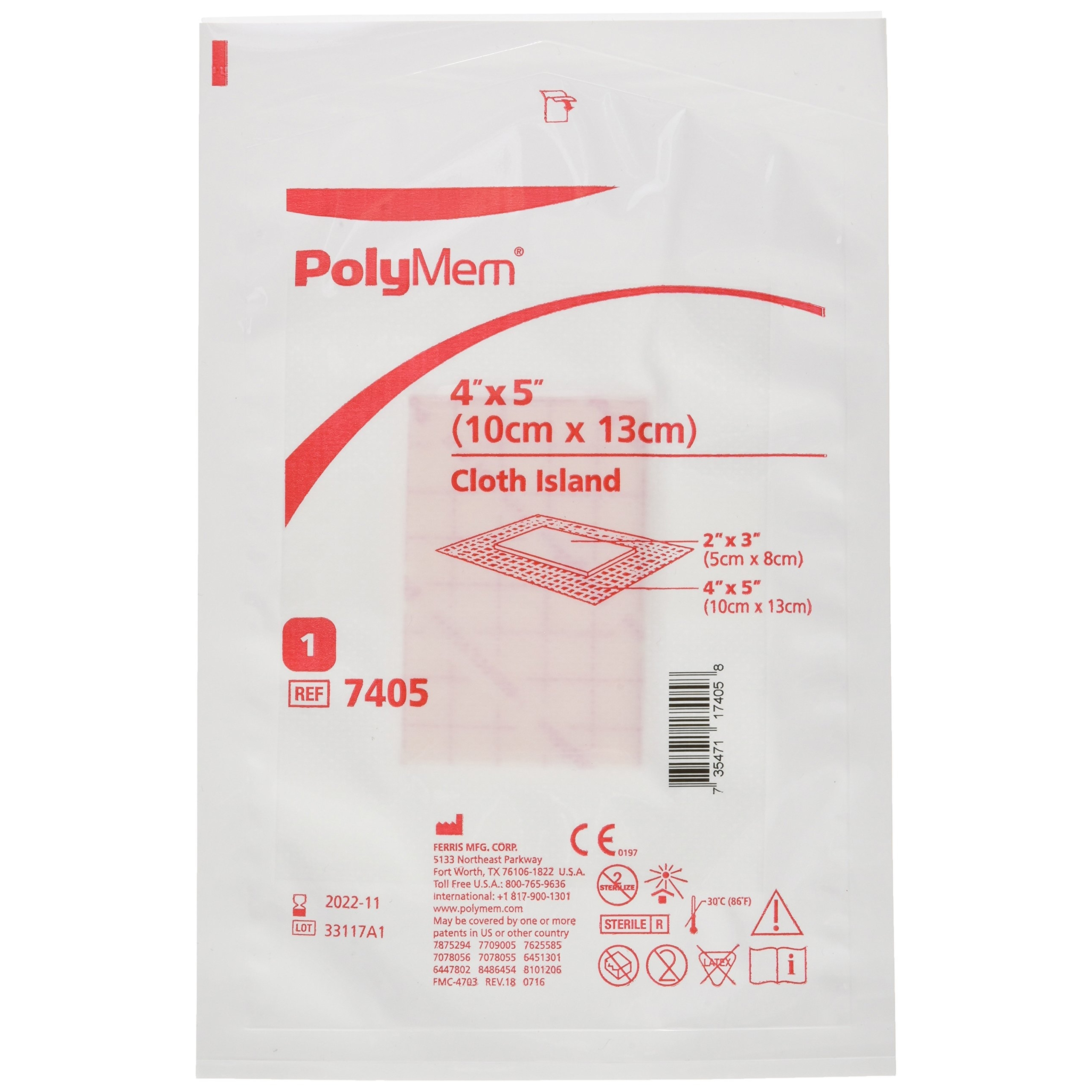 Polymem Cloth Adhesive Strip Foam Dressing, 4 x 5 Inch - Each