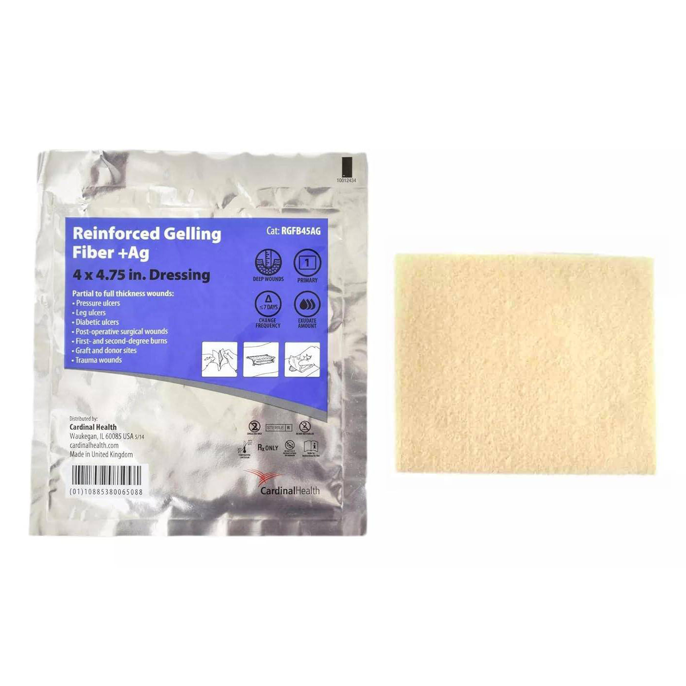 Cardinal Health Reinforced Silver (Ag) Gelling Fiber Wound Dressing, 4 ...