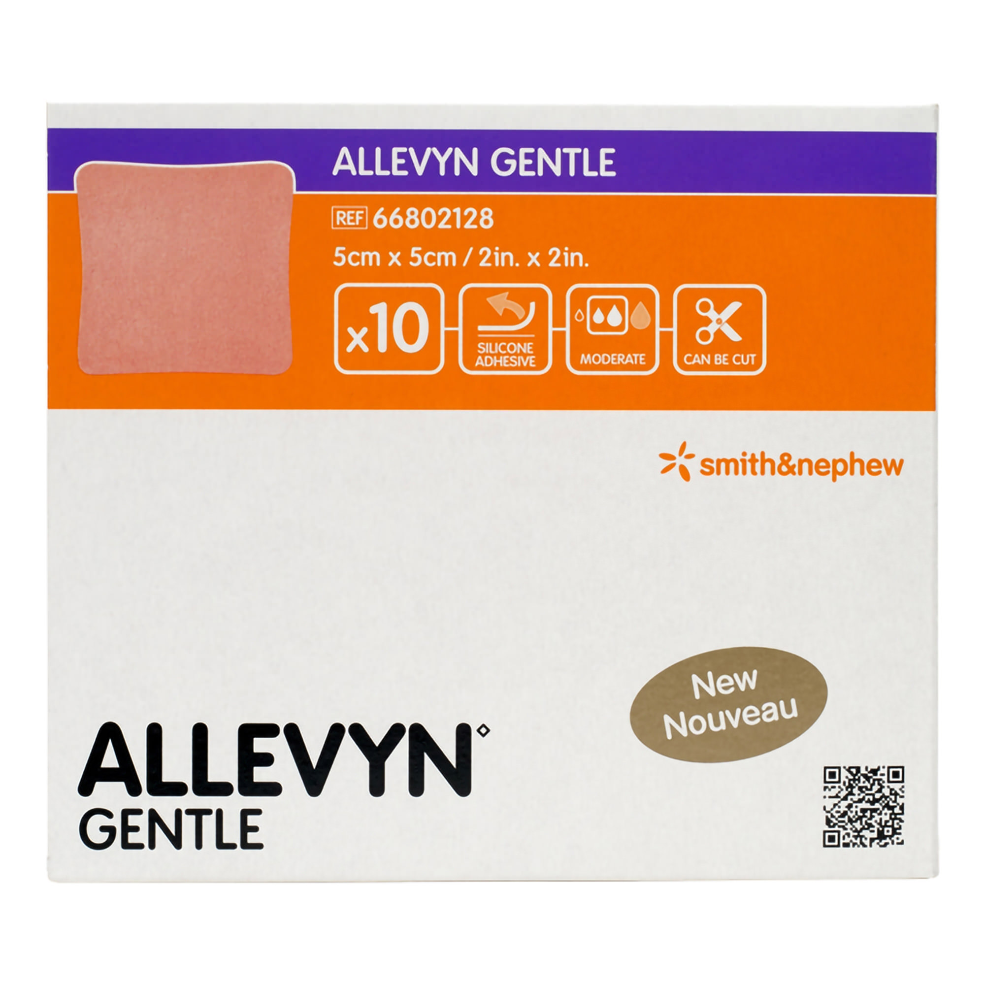 Allevyn Gentle Adhesive Hydrocellular Foam Dressing, 2" x 2" - Box of 10