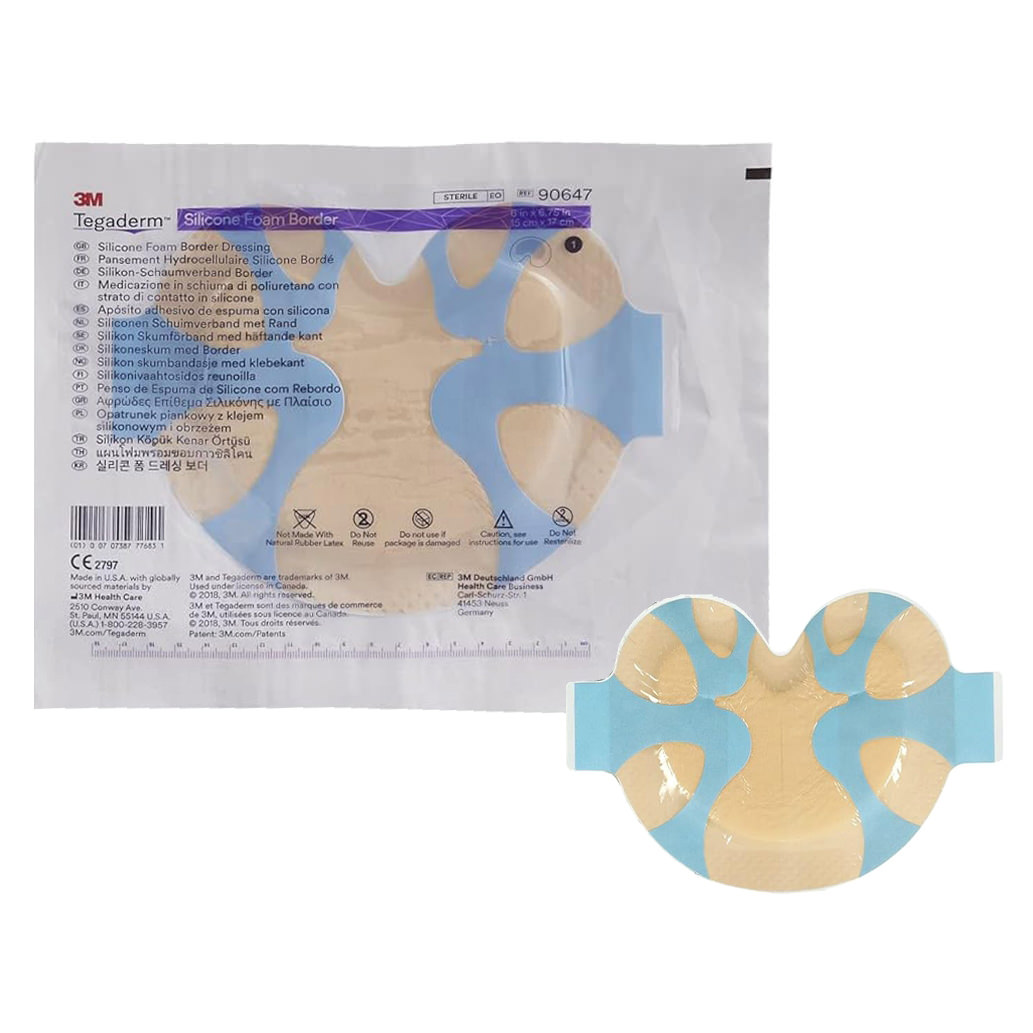 3M Tegaderm Silicone Foam Border Dressing, Small Sacral, 6" x 6-3/4" - Each