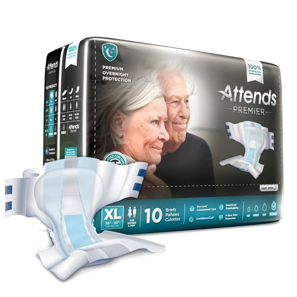 Attends Premier Adult Brief with Tab Closure, Extra Large - Case of 40