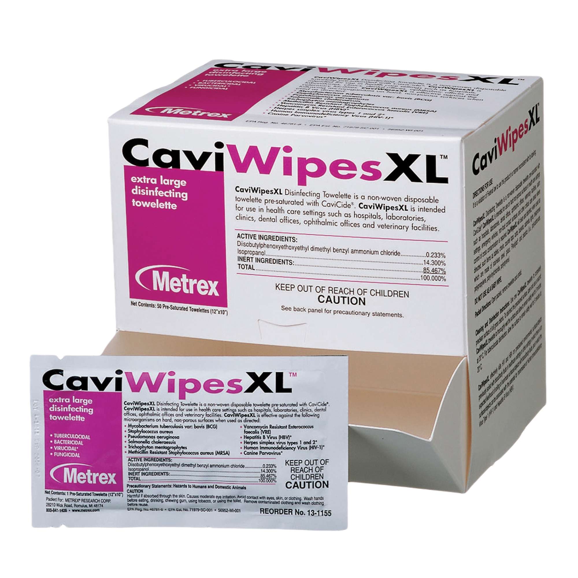 CaviWipes Surface Disinfectant Wipe, Individual Packet, 10 x 12 Inch ...