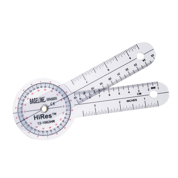 Baseline Hires 360 Degree Transparent Plastic Goniometer, 6" Arms