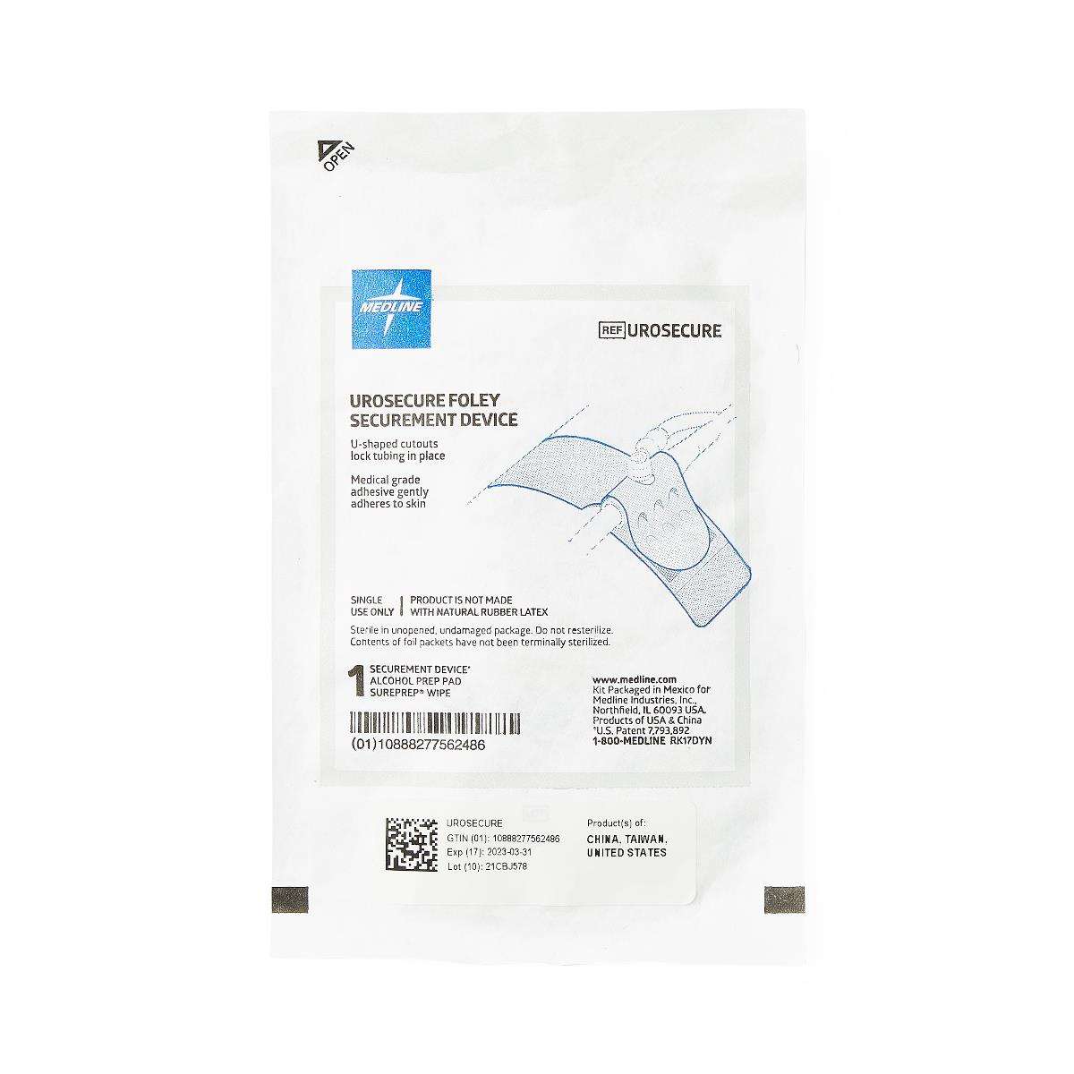 Urosecure Adhesive Foley Catheter Securement Device, Sterile - Each