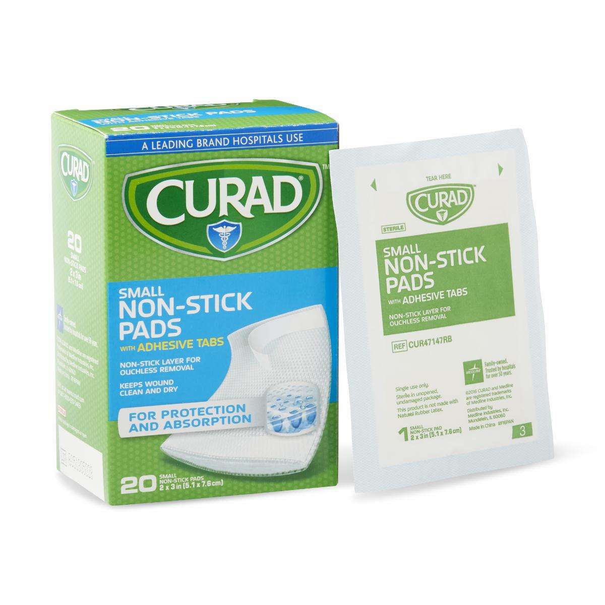 Curad Sterile Nonstick Pads with Adhesive Tabs, 2 x 3 Inch - Case of 240
