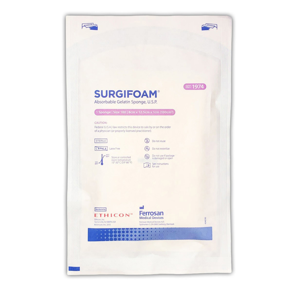 Surgifoam Absorbable Gelatin Sponge, 8 cm x 12.25 cm x 10 mm - Each